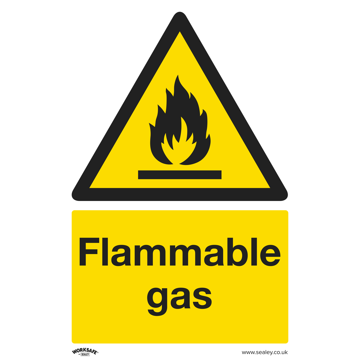 Sealey Worksafe® Flammable Gas Safety Sign - Self-Adhesive Vinyl SS59V ...
