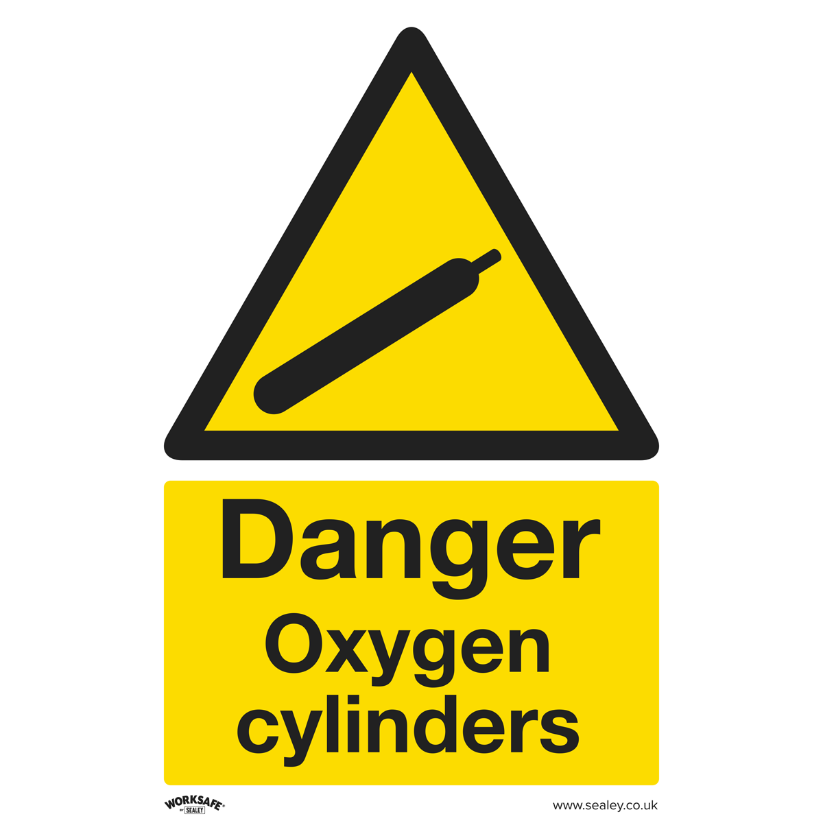 Sealey Danger Oxygen Cylinders - Warning Safety Sign - Self-Adhesive V ...